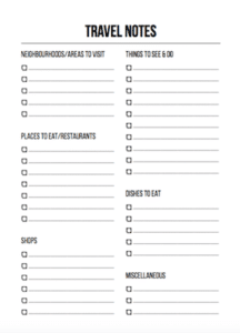 Free Printable Travel Notes To Help Plan Your Trip